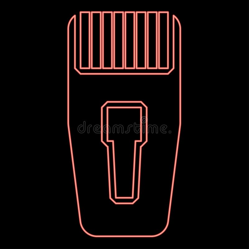 Neon Connector RJ-45 Connecter Ethernet Rj45 Internet Red Color Vector ...