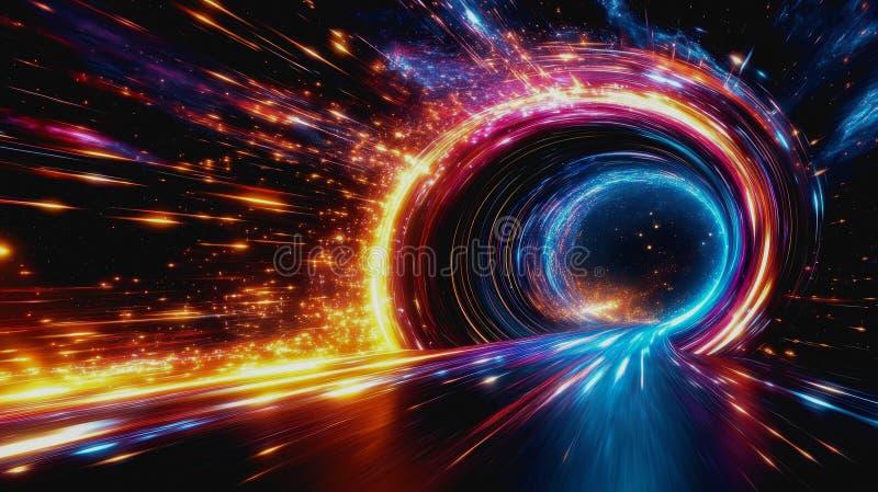 Neon Cosmic Portal with Advanced Tech Circuitry in Deep Space Stock ...