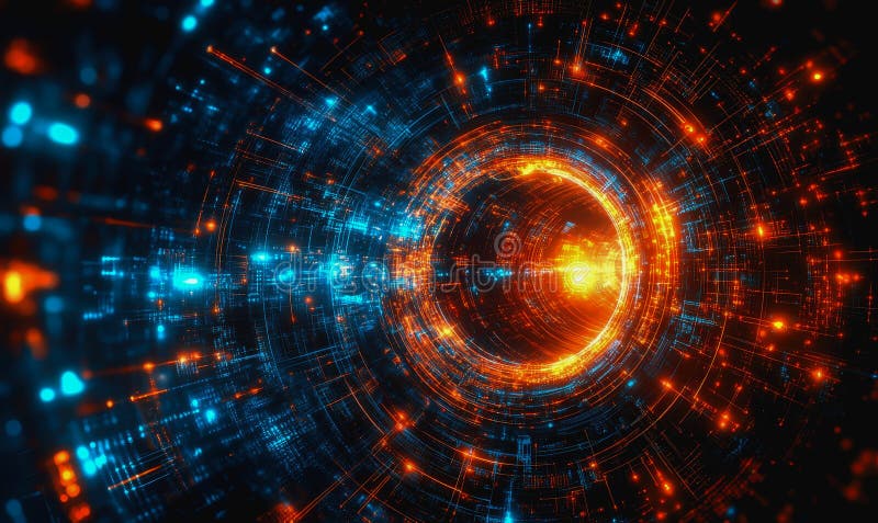 Neon Cosmic Portal with Advanced Tech Circuitry in Deep Space Stock ...