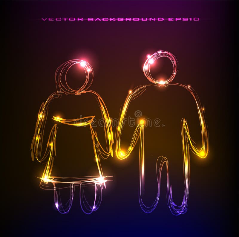 Neon Couple in Love Neon Collection Stock Vector - Illustration of kiss ...