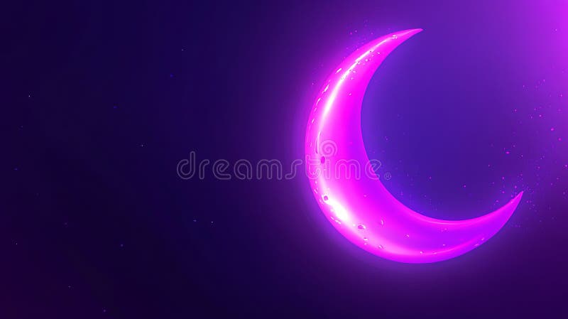 Neon Crescent Moon in Cosmic Space Stock Image - Image of celestial ...