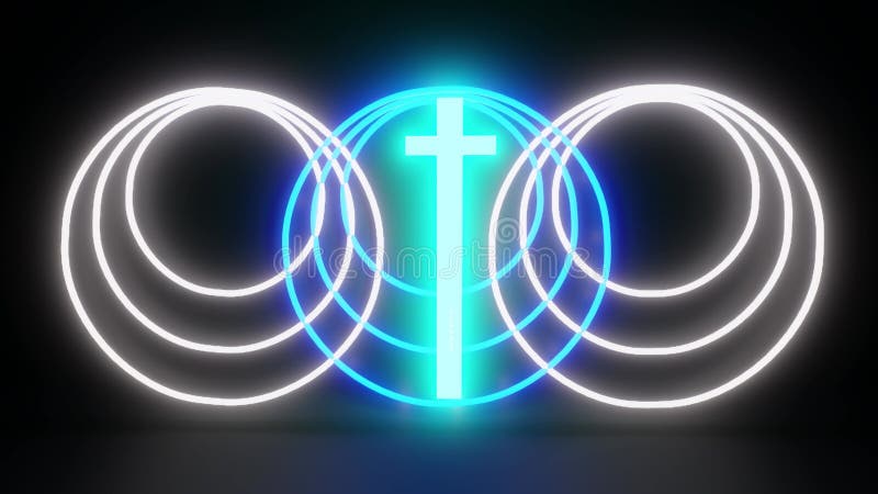 Christian 3d White Cross Symbol Rotating on the Green with Light ...