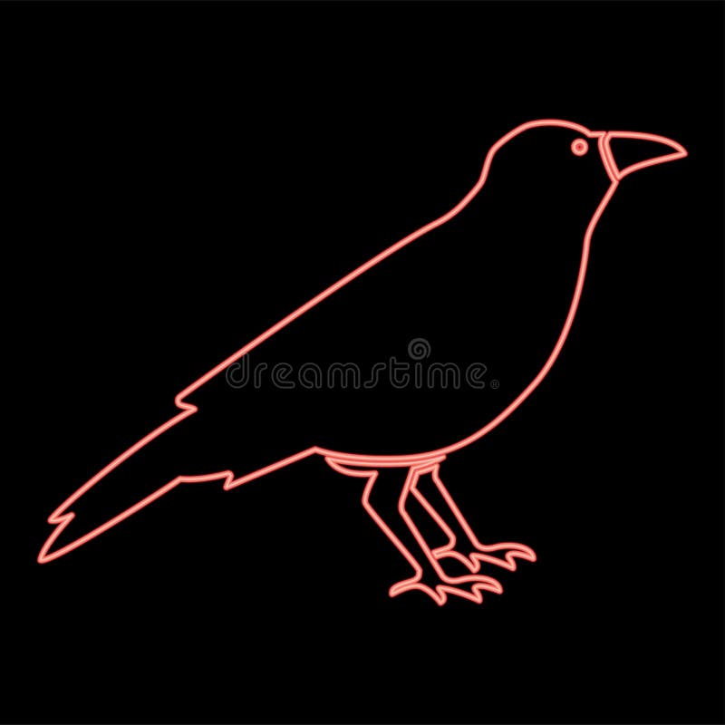 Neon Crow Red Color Vector Illustration Flat Style Image Stock Vector ...