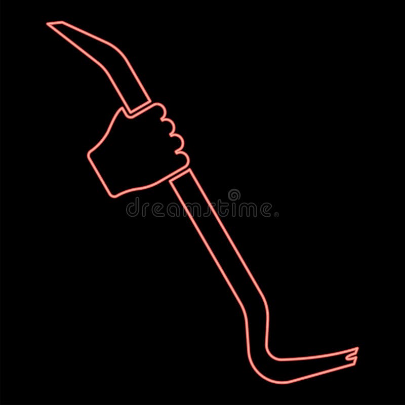 Neon Crowbar In Hand Holding Tool Use Arm Using Multifunctional Utility
