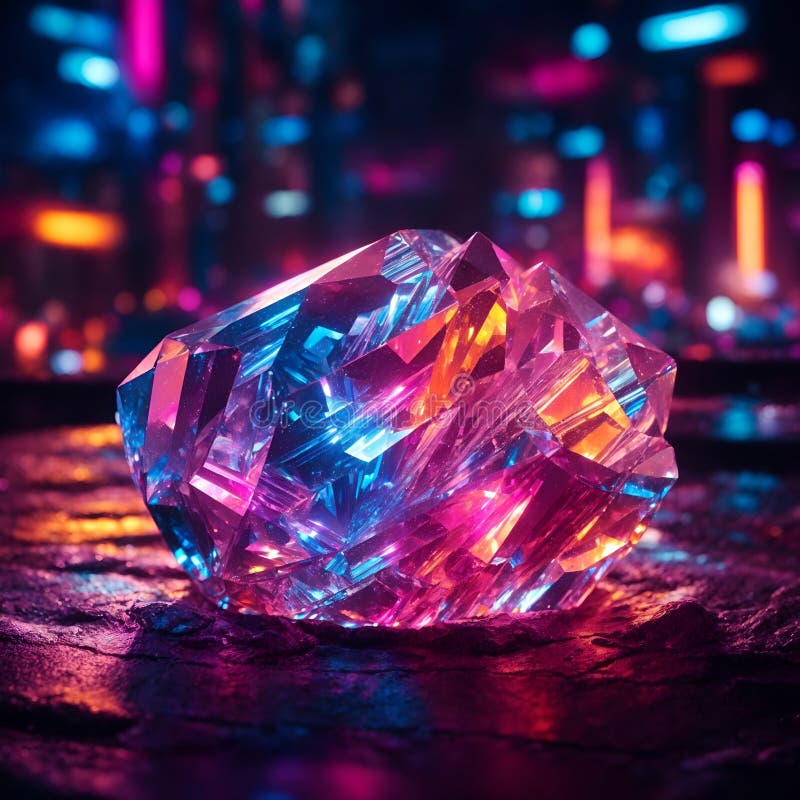 Neon Crystal Shining. Vibrant Neon Crystal. Stock Illustration ...