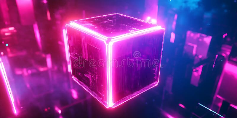 Neon Cube Abstract Backgrounds and Textures for Cyberpunk Designs Stock ...