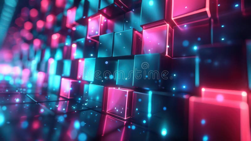 Neon Cube Abstraction - Colorful 3D Background Design Stock ...
