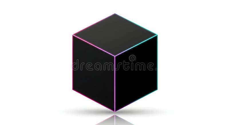 Neon Cube 3D Render stock image. Image of minimalist - 370087989