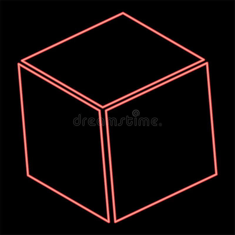 Neon Cube Red Color Vector Illustration Image Flat Style Stock Vector ...