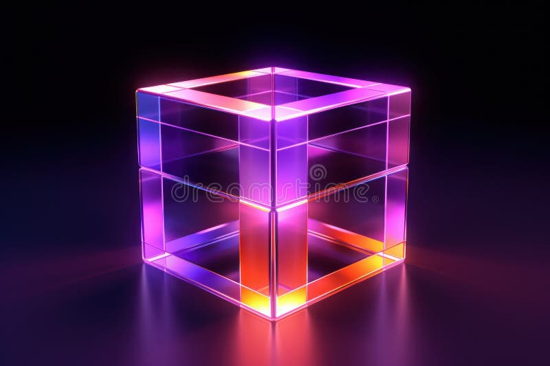 Neon Cubes on an Abstract 3D Backdrop. AI Generative Stock Illustration ...