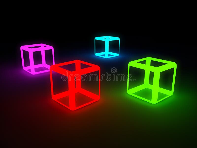 Neon Cubes in 3d Very Beautiful and Cool Stock Illustration ...