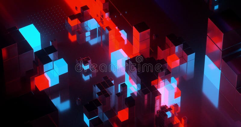 Neon cubes patterns stock video. Video of laser, blue - 137708895