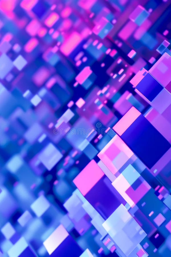 Neon Cubes in Pink and Purple Shades Float on a Gradient Background ...