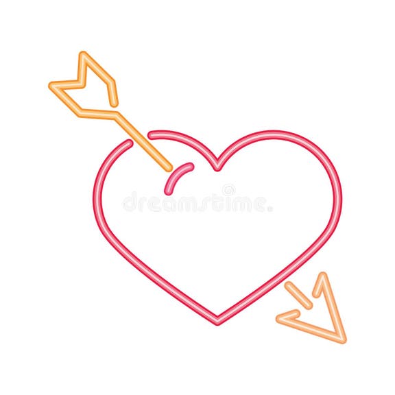 Neon cupid heart sign stock illustration. Illustration of love - 295541680