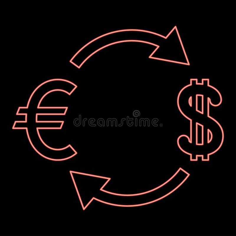 Neon Currency Exchange Red Color Vector Illustration Image Flat Style ...