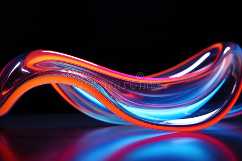 Neon Curved Acrylic Object with Vibrant Neon Accents and Colorful ...