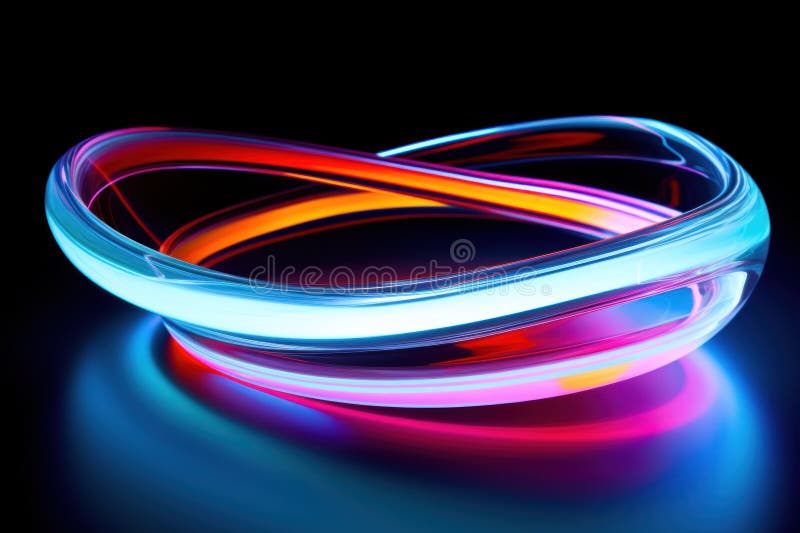 Neon Curved Acrylic Object with Vibrant Neon Accents and Colorful ...