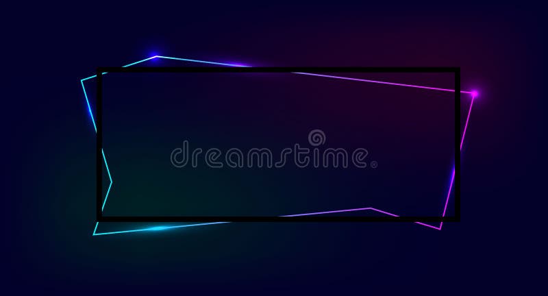 Neon Curved Frame with Shining Effects on Dark Background. Stock ...