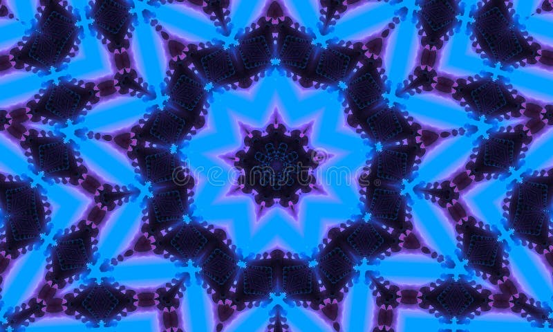 Neon Cyan Deep Blue with Purple Shadow Kaleidoscope Stock Illustration ...