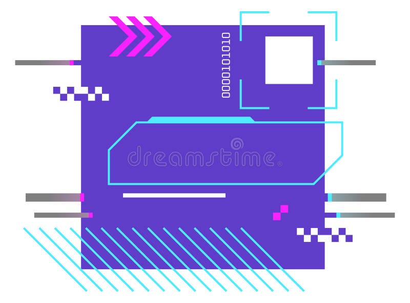 Neon Cyber Box Template. Interface Panel in Futuristic Tech Style Stock ...