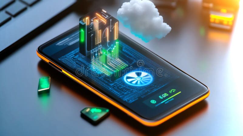 Neon Cyber-glow Smartphone with Augmented Reality Interface and ...