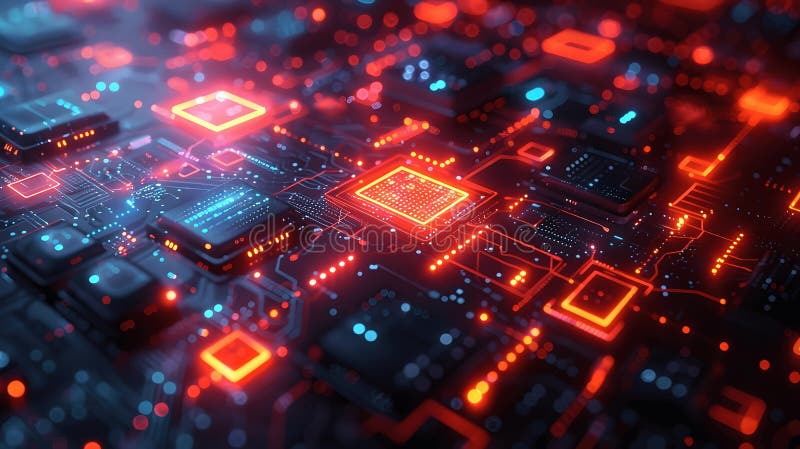 Neon Cyber Network, Modern Tech’s Backbone. Stock Illustration ...