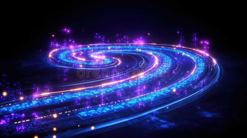 Neon Cyber Waveforms in a Futuristic Digital Landscape Stock Image ...