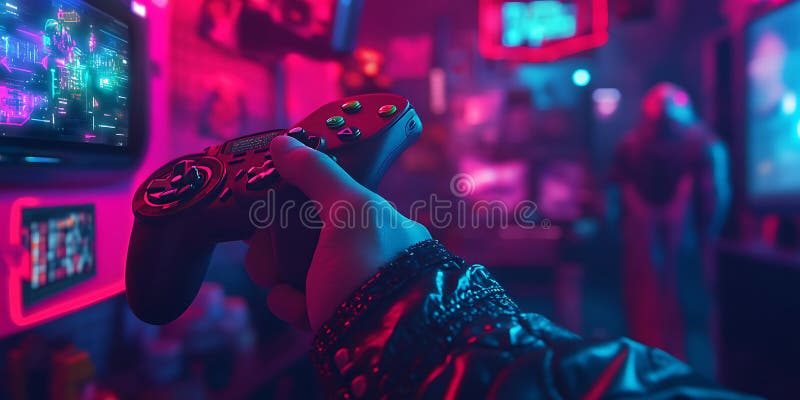 Neon Cyberpunk Gamer Aesthetic Background Stock Illustration ...