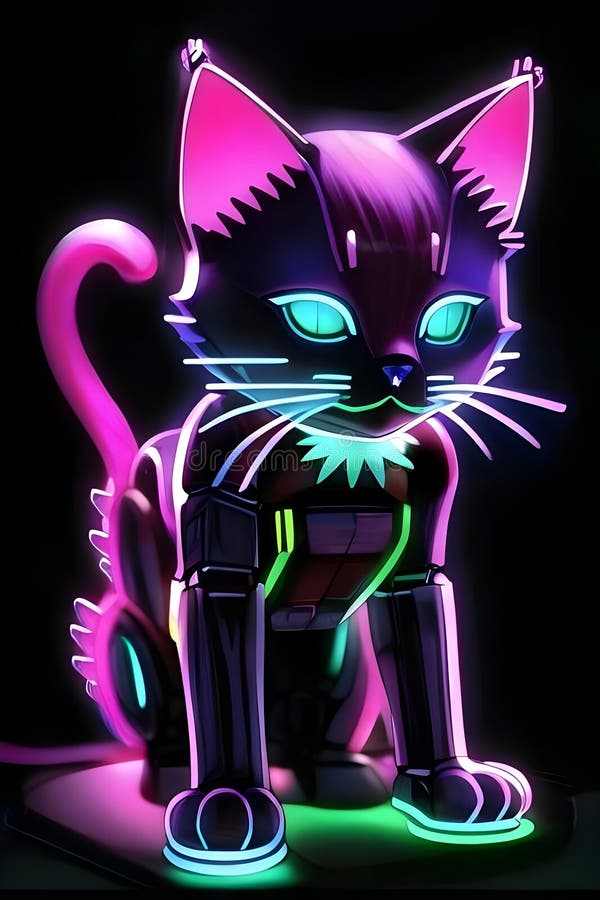 The Neon Cyborg Cat Design AI Model is an Advanced Artificial ...