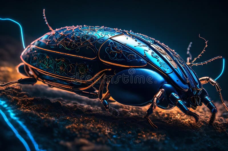 Neon Cyborg Insect: Close-Up of High-Tech Bug in Vivid RGB Glow Stock ...