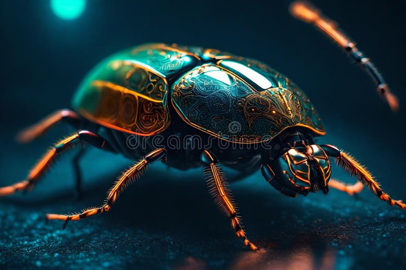 Neon Cyborg Insect: Close-Up of High-Tech Bug in Vivid RGB Glow Stock ...