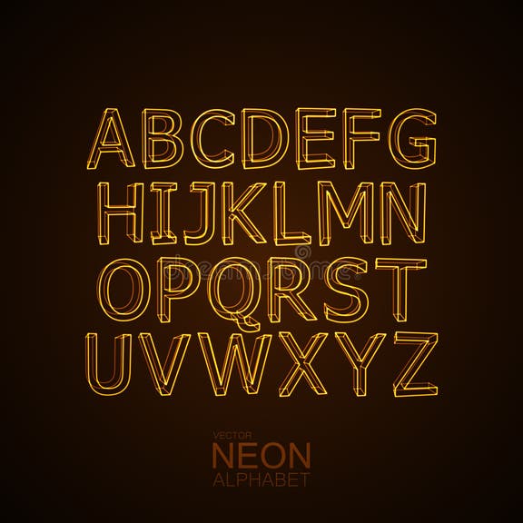 Neon 3D alphabet set stock vector. Illustration of abstract - 80080318