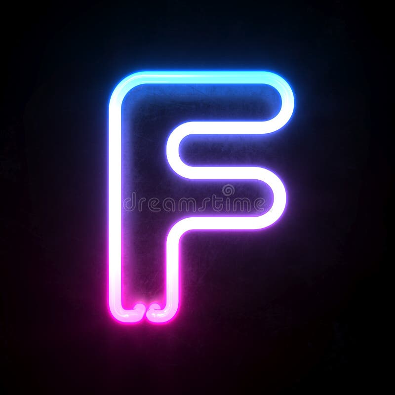 Neon 3d Font, Blue and Pink Neon Light 3d Rendering, Letter F Stock ...