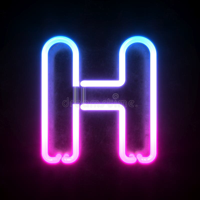 Neon 3d Font, Blue and Pink Neon Light 3d Rendering, Letter H Stock ...