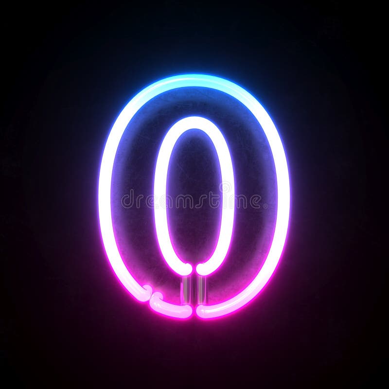 Neon 3d Font, Blue and Pink Neon Light 3d Rendering, Number 0 Stock ...