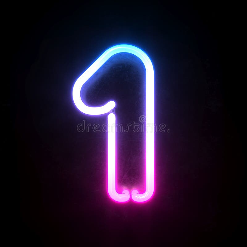 Neon 3d Font, Blue and Pink Neon Light 3d Rendering, Number 1 Stock ...