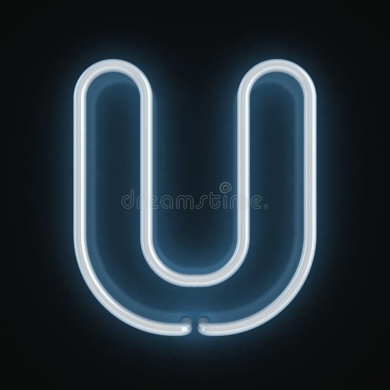 Neon 3d font letter U stock illustration. Illustration of neon - 205550395
