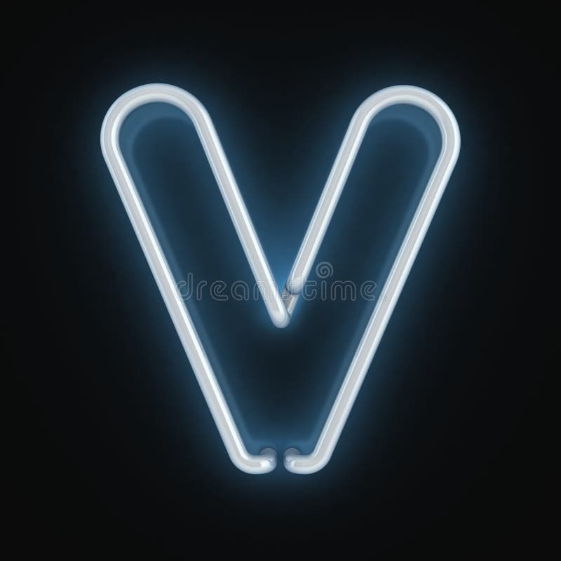 Neon 3d font letter V stock illustration. Illustration of marketing ...