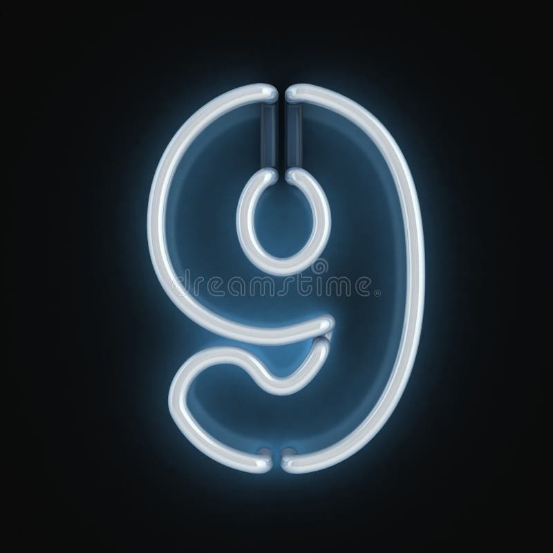 Neon 3d font number 9 stock illustration. Illustration of backdrop ...