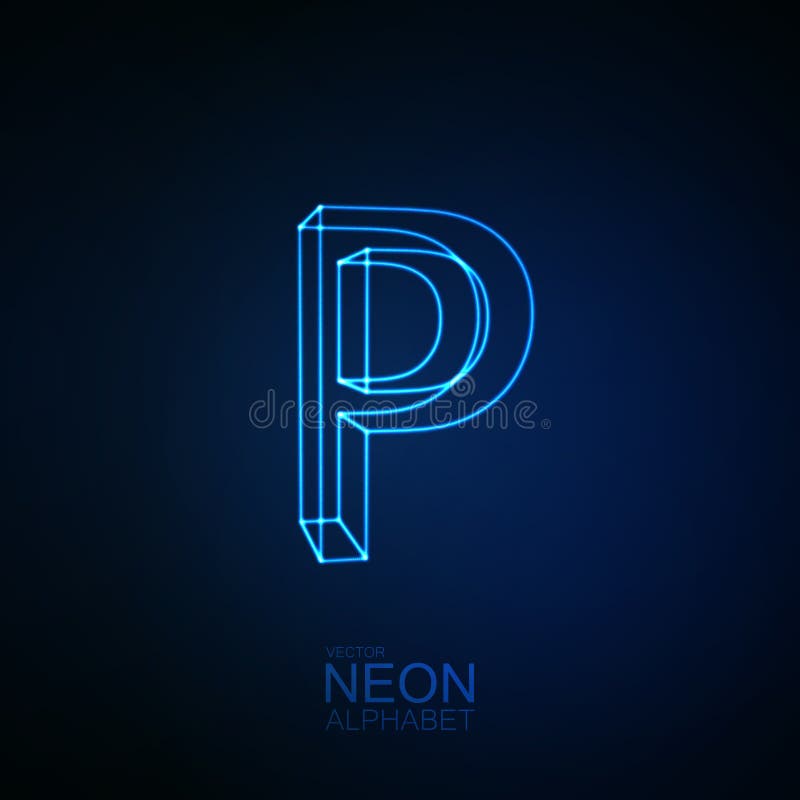 Neon 3D letter P stock vector. Illustration of alphabet - 79265318
