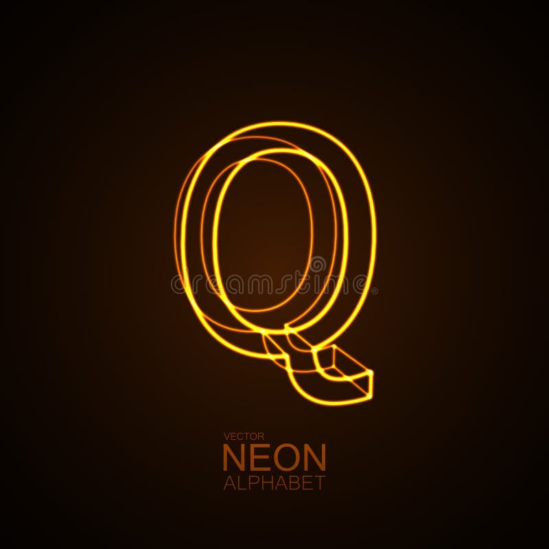 Neon 3D letter O stock vector. Illustration of neon, illuminated - 79267979