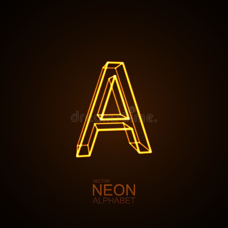 Neon 3D letter a stock vector. Illustration of capital - 79266037