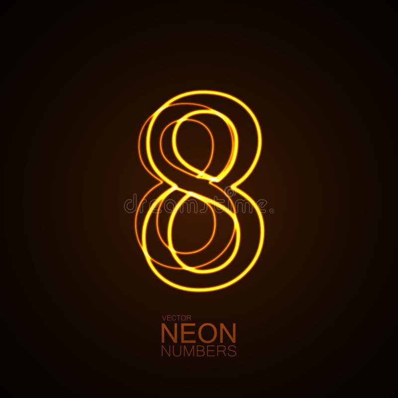 Neon 3D number 8 stock vector. Illustration of customization - 79265885