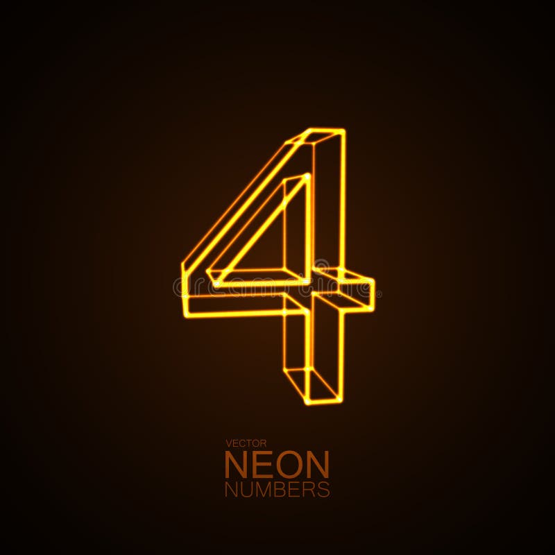 Neon 3D number 4 stock vector. Illustration of electricity - 79269011