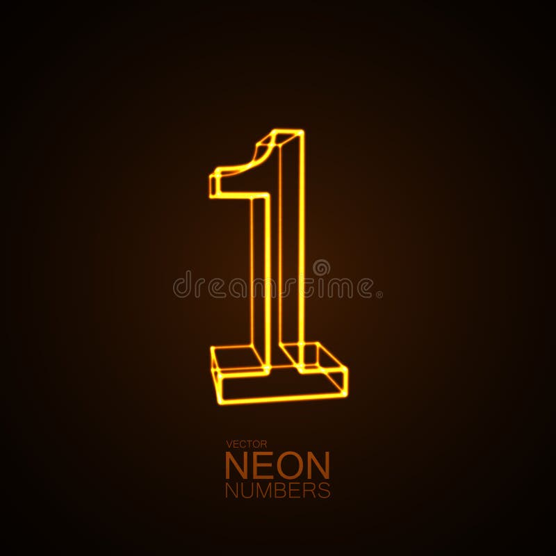 3d neon number one stock illustration. Illustration of number - 138684797