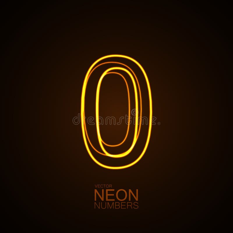 3d neon number zero stock illustration. Illustration of tube - 138684812