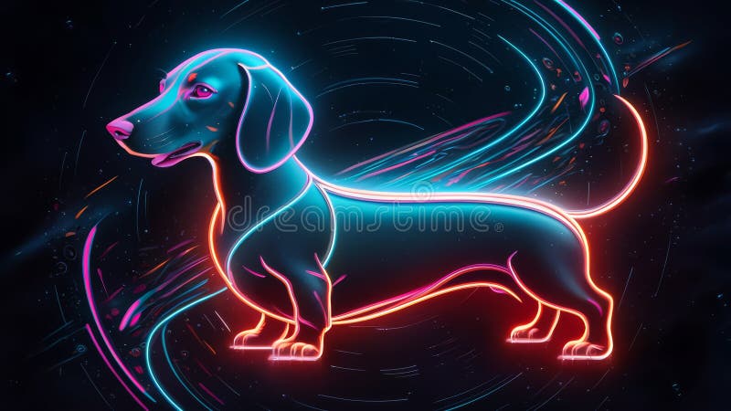 A Neon Dachshund Dog is Shown in a Colorful Image, AI Stock Photo ...