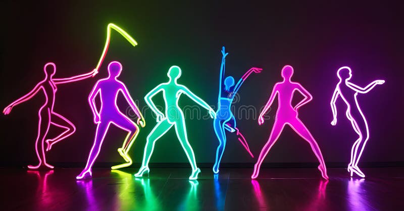 Neon Dance Duo in Sync stock image. Image of dynamic - 309395115