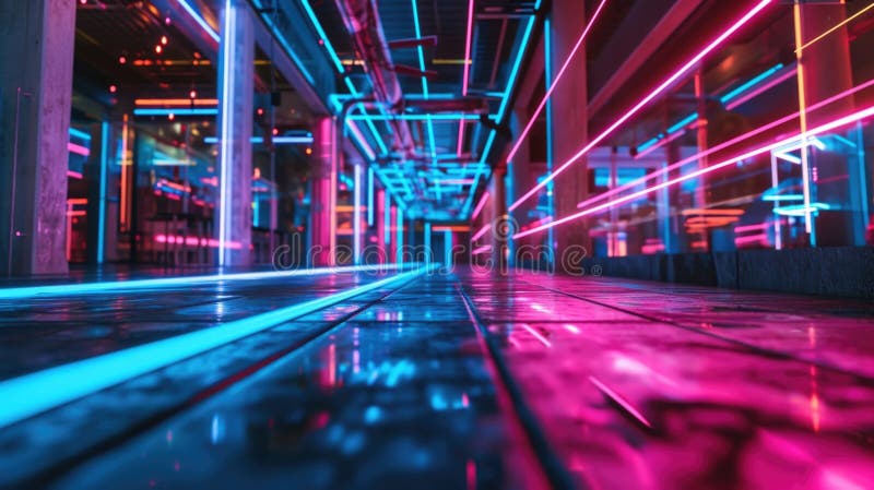 The Neon Dance Floor Filled with Lines Creating a Lively and Electric ...