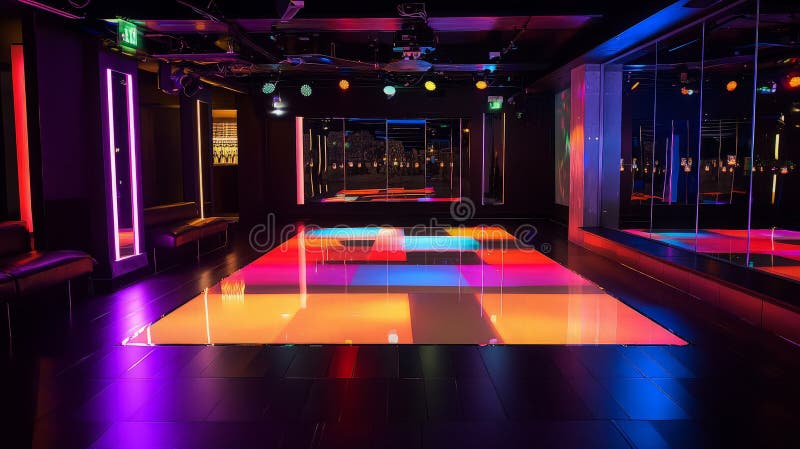 Neon Dance Floor in Nightclub Stock Image - Image of interior, music ...
